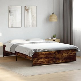 Rám postele kouřový dub 140 x 200 cm kompozitní dřevo a kov 3279889