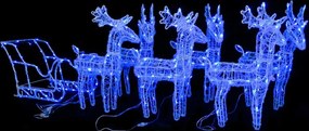 vidaXL Vánoční sobi se sáněmi 320 LED diod akryl [3100425] Barva: Modrá