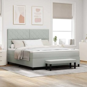 Postel s boxspringem s čelo Světle šedá 200 x 180 cm samet 3344594