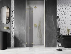 Mexen, Mexen Lunar levé otočné sprchové dveře 75 cm, transparentní, broušené zlaté - 834-075-000-55-00-L