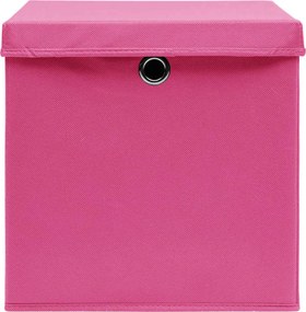 Úložné boxy s víky 10 ks 28 x 28 x 28 cm růžové 325206
