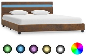 Rám postele s LED světlem hnědý textil 140 x 200 cm