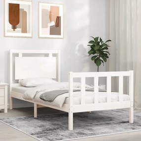 vidaXL Rám postele s čelem 100 x 200 cm masivní dřevo [3192158] Barva: Bílá