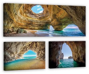 Postershop Obraz na plátně: Mořská jeskyně - set 1ks 80x30 cm a 3ks 37,5x24,8 cm