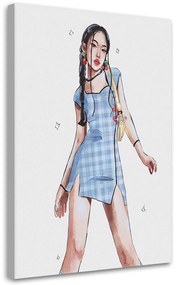 Gario Obraz na plátně Modré kostkované šaty - Vivian Lihonde Rozměry: 40 x 60 cm