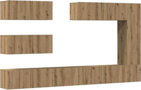 Sada 7 kusů nástěnné TV skříňka dub artisan kompozitní dřevo 3329140