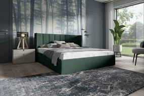 Eka Čalouněná postel EVEREST - Kronos 140x200 cm Barva látky: Smaragdová (19), Úložný prostor: S dřevěným rámem úložného prostoru
