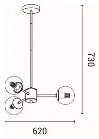 Lustr na tyči PUFF 3xE27/40W/230V mosaz