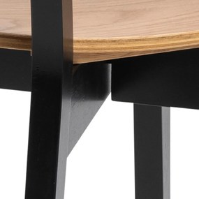 Černá jídelní židle s prvky v dekoru dubového dřeva Actona Roxby