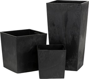 PLASTOVÝ KVĚTINÁČ FLORE 30,5X29,5X29,5 CM IMITACE BETONU ČERNÁ