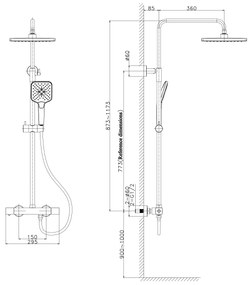 Sapho Sapho, DAKAR teleskopický sprchový sloup s termostatickou baterií, zlato matné, SZ139GB