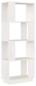 Knihovna / dělicí stěna bílá 51 x 25 x 132 cm masivní borovice - Default Title