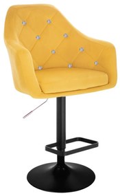 LuxuryForm Barová židle ROMA VELUR na černém talíři - žlutá