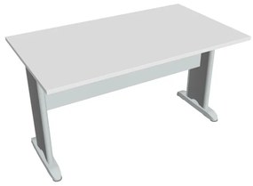 Stůl jednací rovný 140 cm - Hobis Cross CJ 1400 Dekor stolové desky: bílá, Dekor lamino podnože: šedá, Barva nohou: Stříbrná