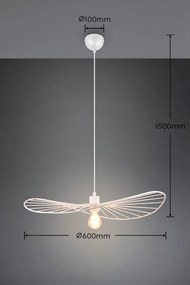 Bílé závěsné svítidlo ø 60 cm Chapeau – Reality