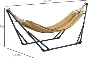 Skládací ocelový stojan na hamaky Outsunny, 2-v-1 podpora pro hamaku nebo závěsné křeslo, včetně tašky na přenášení, rozměry 263D x 89Š x 100V cm | Ao