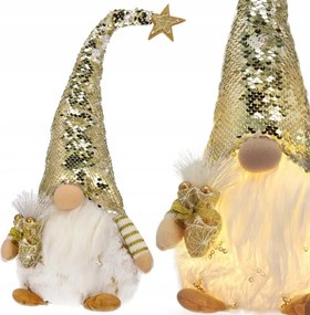 Vánoční dekorace skřítek s flitrovaným kloboukem 48 cm