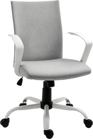 Vinsetto Kancelářská Židle s Nastavitelnou Výškou, Houpací Funkcí, Otáčecí Kancelářská Židle s Nosností 120 Kg, 61 x 99 cm Světle Šedá a Bílá