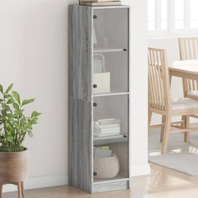 Highboard se skleněnými dvířky šedý sonoma 35 x 37 x 142 cm