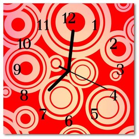 Skleněné hodiny čtvercové Červené kolečka
