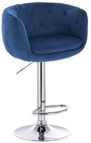 LuxuryForm DESIGN Barová židle MONTANA VELUR na stříbrné kulaté podstavě - modrá
