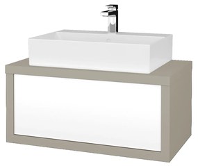 Dřevojas Koupelnová skříň STORM SZZ 80 (umyvadlo Kube) Varianta: M05 Béžová mat / L01 Bílá vysoký lesk