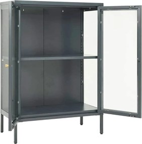Příborník antracitový 75 x 35 x 105 cm ocel a sklo 336072