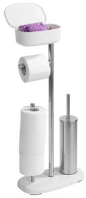 Stojan na toaletní papír se štětkou z nerezové oceli v bílo-stříbrné barvě Rivazza – Wenko