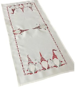 Bílá vánoční štóla s červenou výšivkou skřítků Šířka: 55 cm | Délka: 120 cm