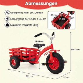 Costway Dětské kolo tříkolka pojme až 91 kg s nastavitelným sedlem a řídítky