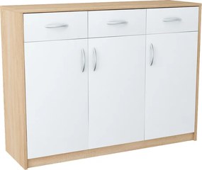 Komoda JULIUS K13D3S dub sonoma/bílá (110 x 85) cm
