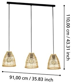Eglo 43867 - Lustr na lanku AYESGARTH 3xE27/40W/230V