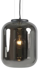 Designová závěsná lampa černá s kouřovým sklem - Bliss