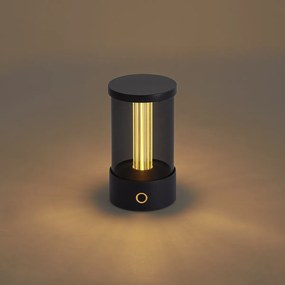 Venkovní stolní lampa černá dobíjecí vč. nabíjecí stanice IP65 - Grill