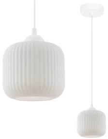 Light Home Závěsné svítidlo Riffle, 1x bílé skleněné stínítko, w