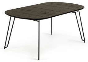 Tmavě hnědý rozkládací jídelní stůl s deskou v dekoru jasanového dřeva 100x170 cm Milian – Kave Home