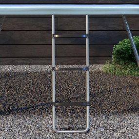 SPORTNOW Ocelový Trampolínový Žebřík 3 nebo 2 Kroky s Širokými Stupni a 2 Háky, Nosnost 120 kg, 110x32 cm, Stříbrný