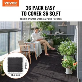 zámkové palubkové dlaždice 36 Kusů 30,5 × 30,5 cm vodotěsné pro verandu tmavě hnědá