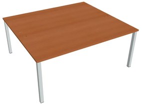 Dvojstůl pracovní rovný 180×160 cm - Hobis Uni USD 1800 Dekor stolové desky: třešeň, Barva nohou: Stříbrná