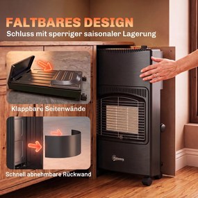 Outsunny Plynový topič venkovní 1,5-4,2 kW sklopný terasový topič s kolečky, ochranným krytem, 3 výkonnostními stupni, hadicí