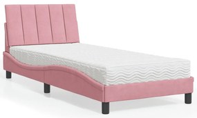 Postel s matrací Hanko růžová 80 x 200 cm samet 3208567