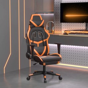 Herní židle s podnožkou černá a oranžová umělá kůže 3143682