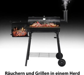 Costway BBQ gril na dřevěné uhlí s kolečky Grilovací vozík s víkem Venkovní gril