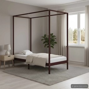 vidaXL Marketos Rám postele s nebesy tmavě hnědý masivní borovice 90 x 200 cm