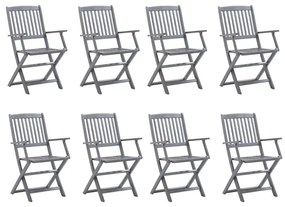 Skládací zahradní židle s poduškami 8 ks masivní akácie,  3078285