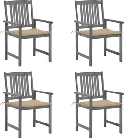 vidaXL Zahradní židle s poduškami 4 ks masivní akáciové dřevo [3061228] Barva: Béžová