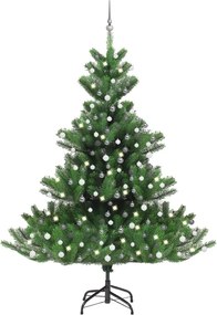 vidaXL Umělý vánoční stromek normandská jedle LED a koule zelený 240cm [3077562] Barva: Bílá