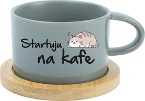 STARTUJU NA KAFE - šedý hrníček makronka 200 ml