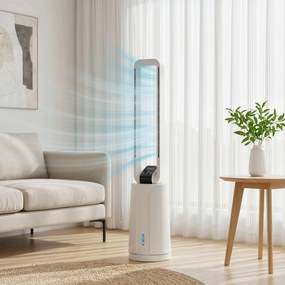 HOMCOM 3v1 přenosný výparný chladič vzduchu — zvlhčovač a ventilátor, 2 chladící vložky, nádrž 1,7 l, 15hod. časovač, 70° oscilace, dálkové ovládání,…