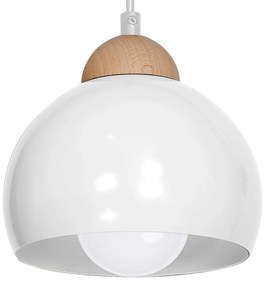 Závěsné svítidlo Dama, 3x bílé kovové stínítko, w/dřevo